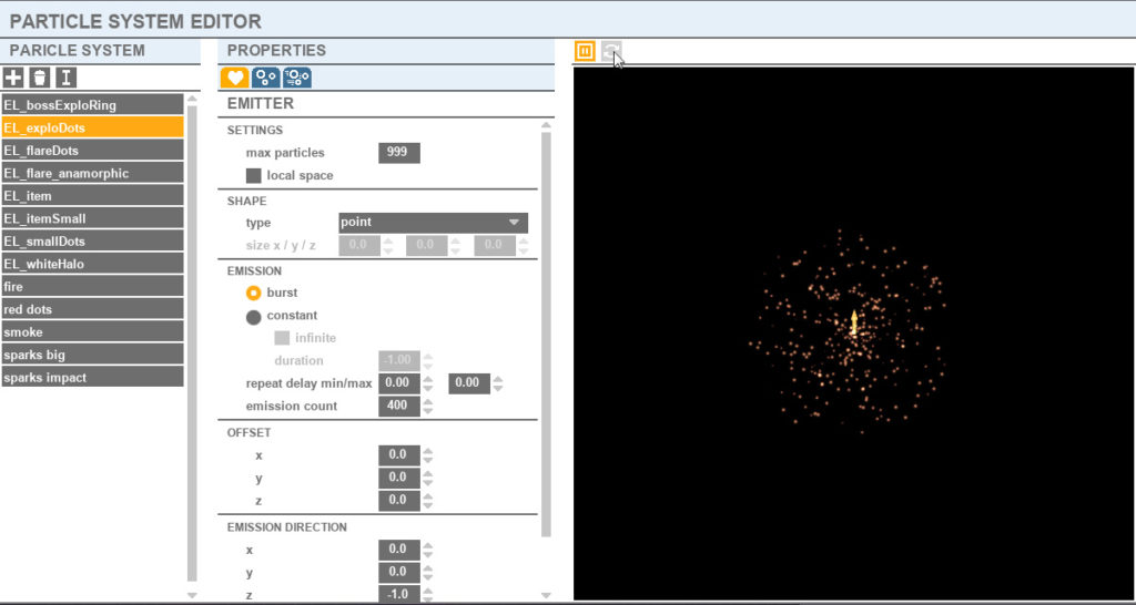 Particle System Editor Shmup Creator